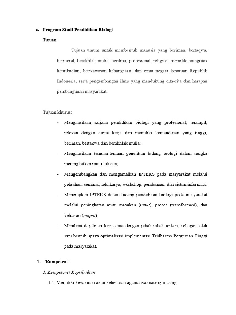 Contoh Tujuan Program Studi | PDF