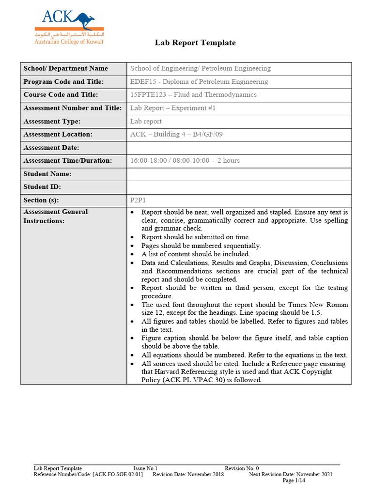Bernoulli's Equation Lab Report | Download Free PDF | Fluid Dynamics ...