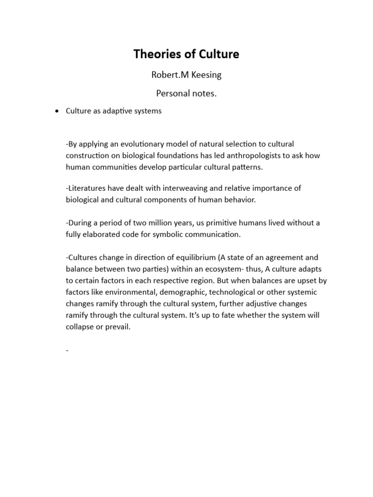 Theories of Culture | PDF