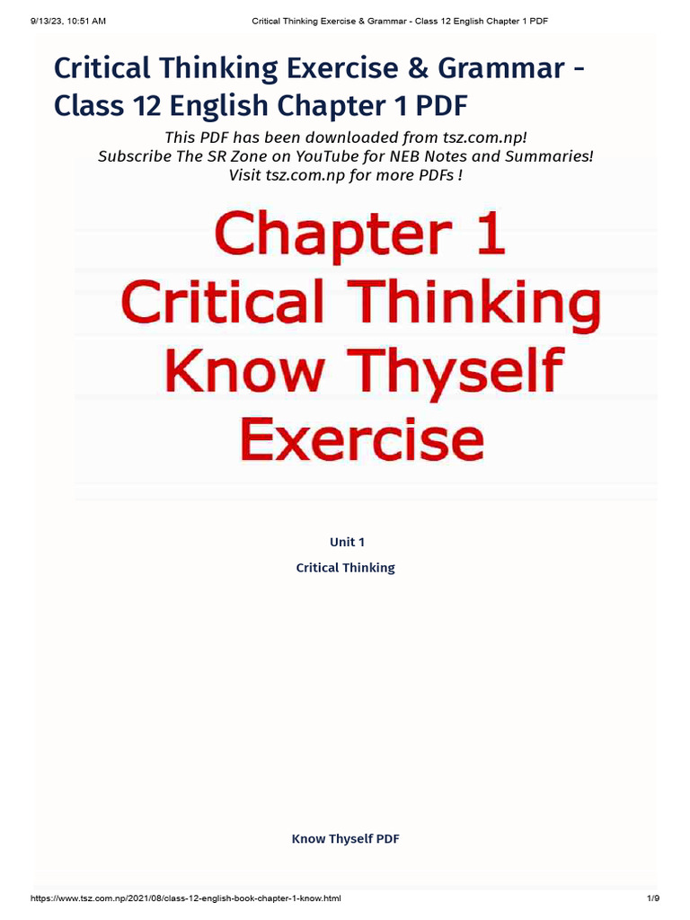 Critical Thinking Exercise & Grammar | PDF | Thought | Critical Thinking
