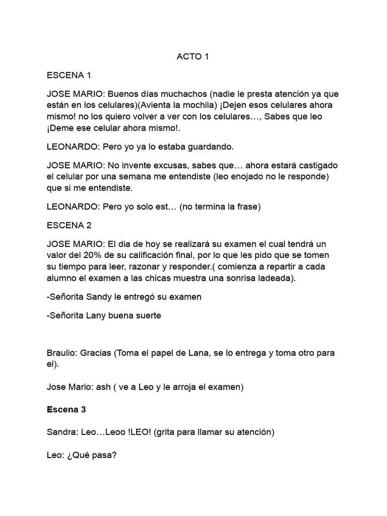 Obra De Teatro Guion Pdf