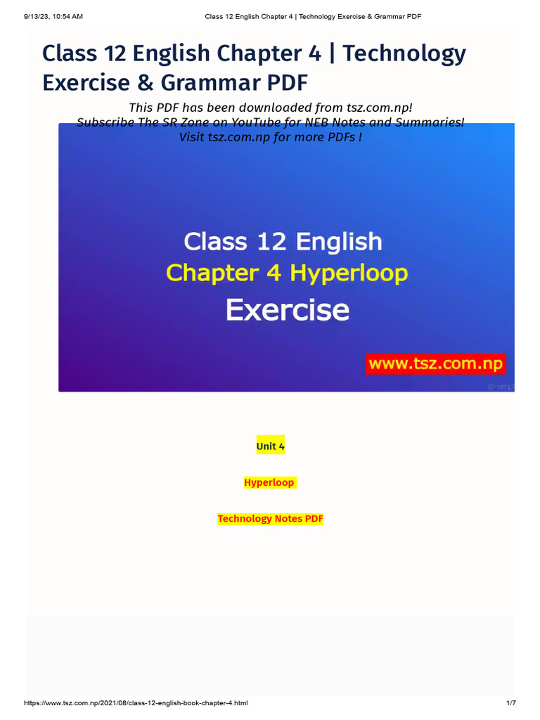 Class 12 English Chapter 4 | PDF | Hyperloop | Transport