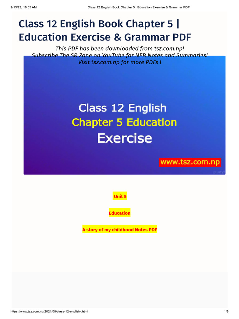 Class 12 English Book Chapter 5 | PDF