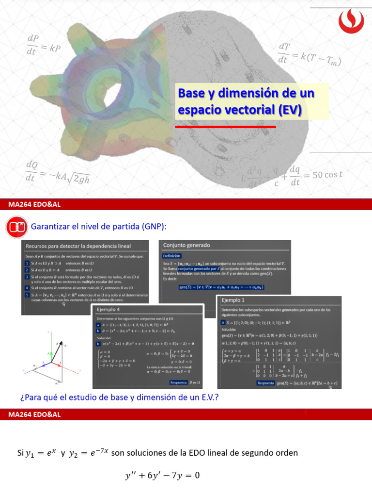 MA264 Sesión 3.2 Base y dimensión de un espacio vectorial -JAN | PDF | Base (álgebra lineal ...