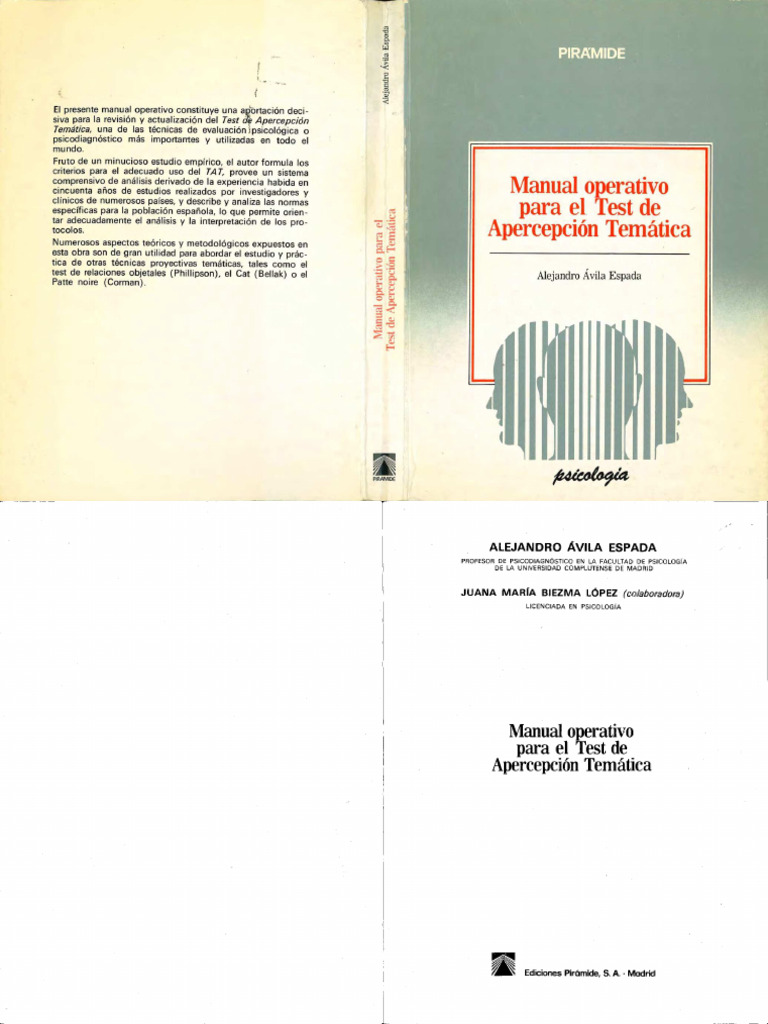 Manual Operativo para El Test de Apercepcion Tematica TAT | PDF