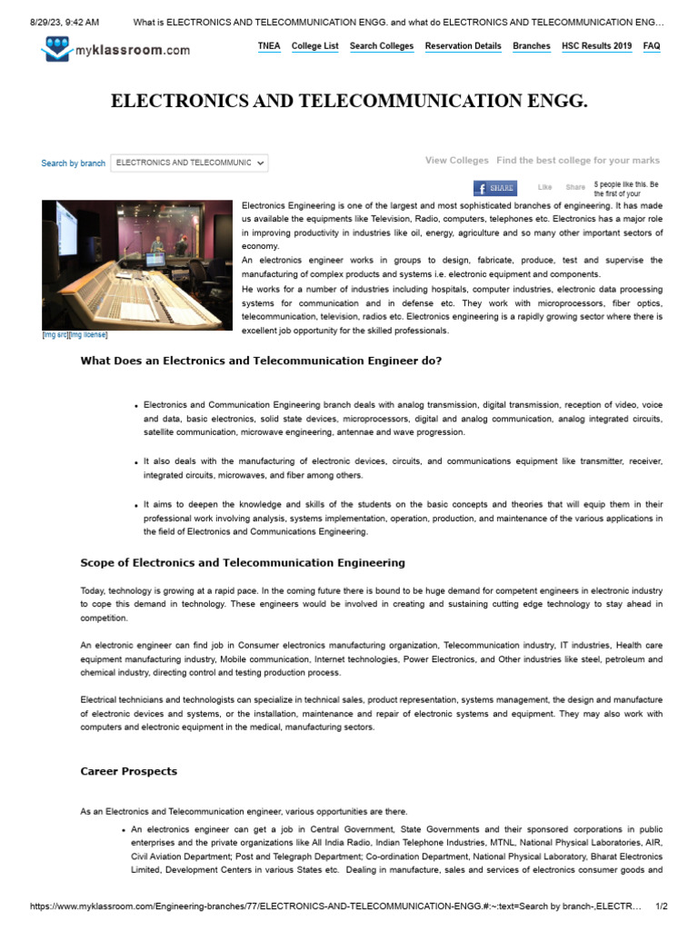What Is ELECTRONICS AND TELECOMMUNICATION ENGG. and What Do ELECTRONICS AND TELECOMMUNICATION ...