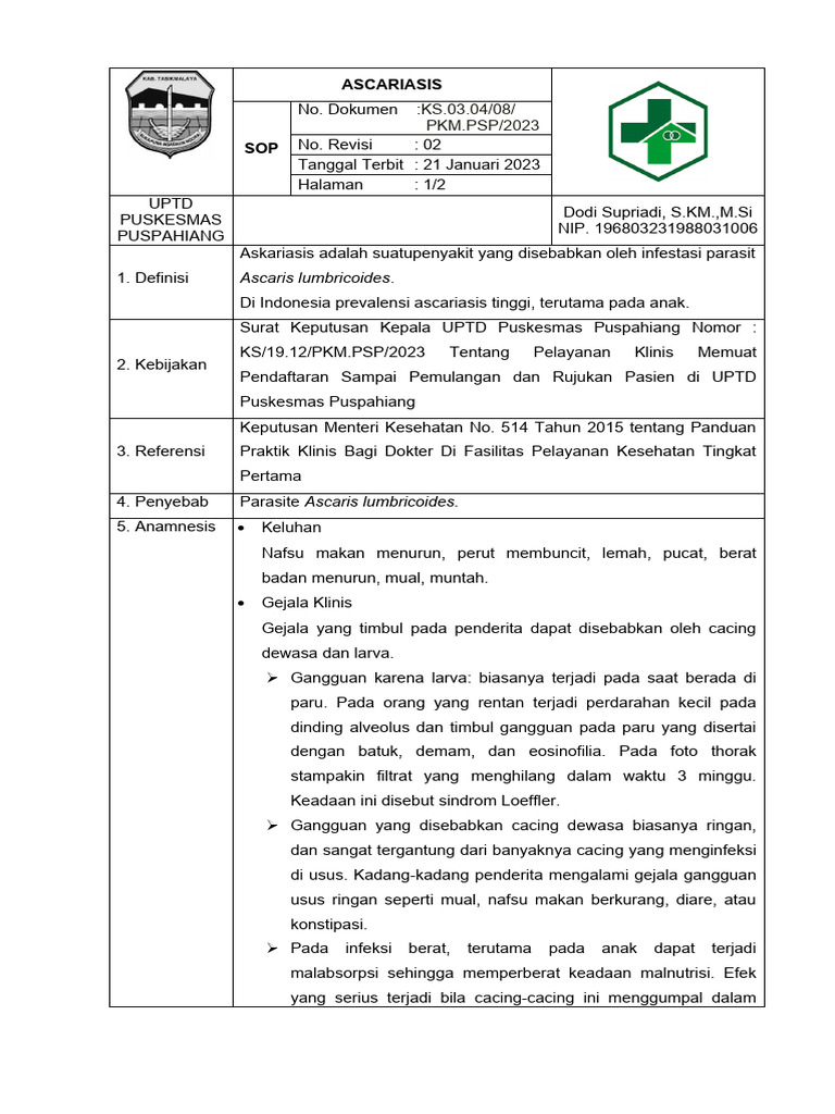 ASCARIASIS | PDF