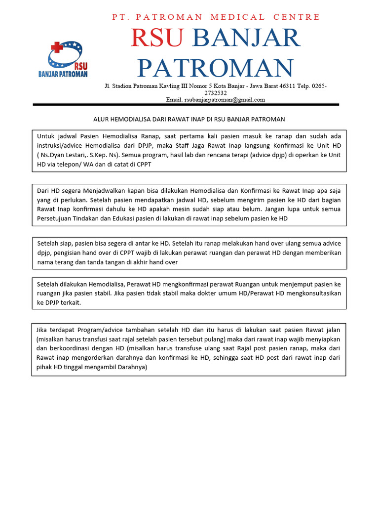 Alur Pasien HD Ranap | PDF