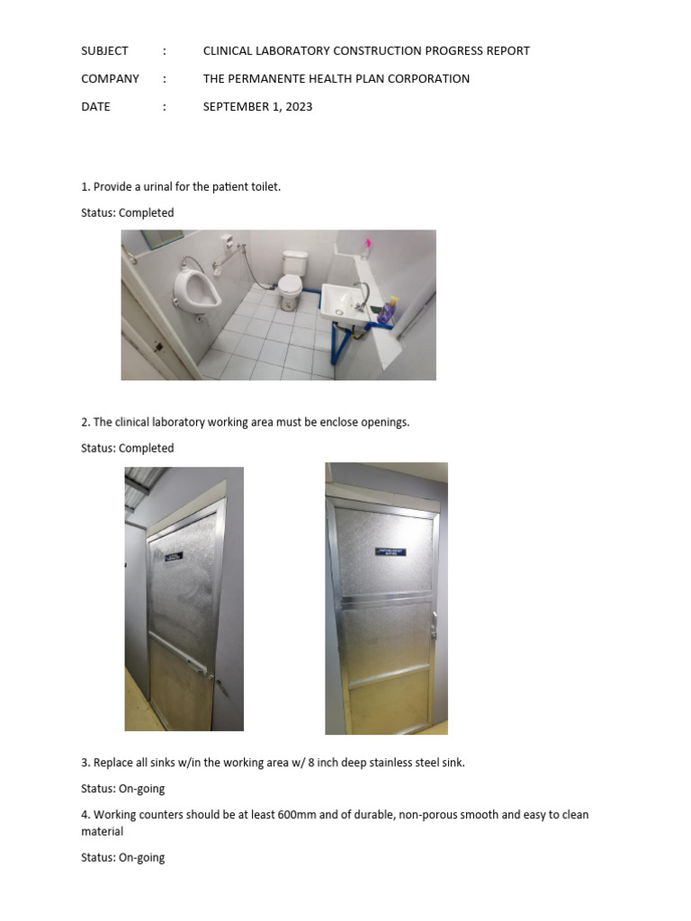 Clinical Lab Progress Report | PDF