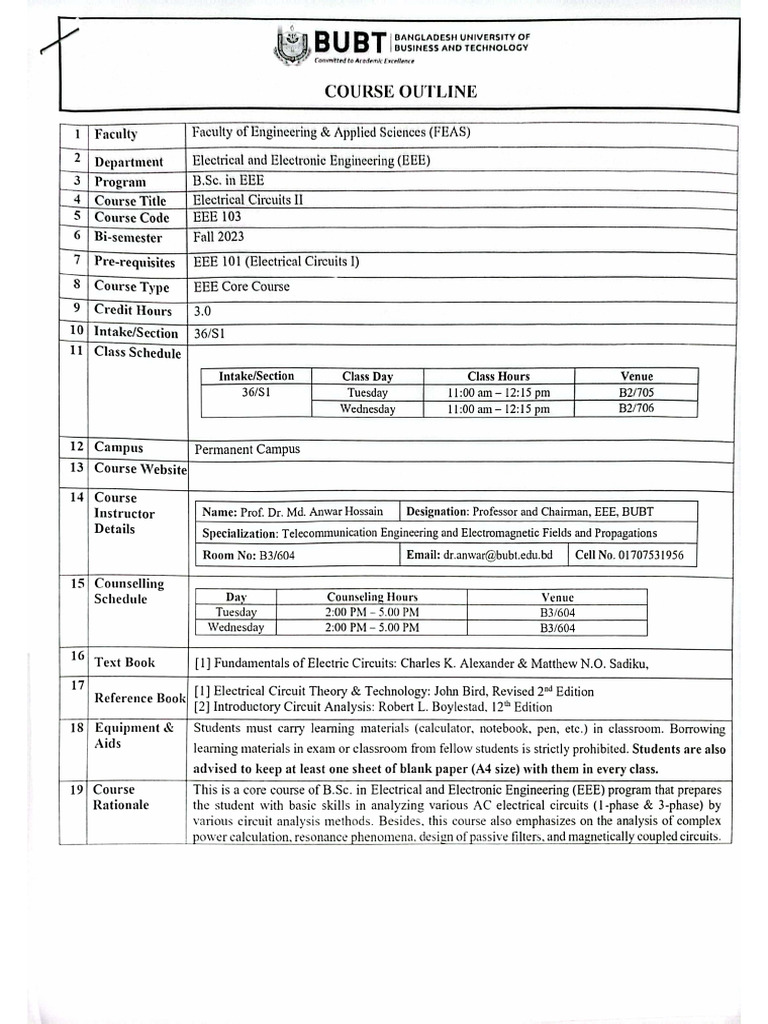 EEE 103 Outline | PDF