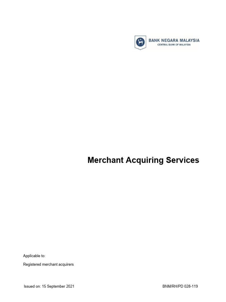 Pd Merchant Acquiring Services Pdf Risk Management Internal Control