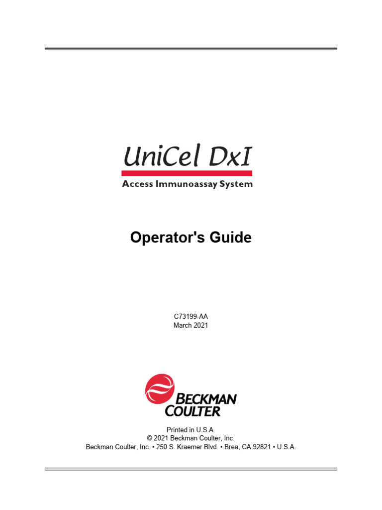 Unicel DxI Operator's Guide | PDF | Computer Keyboard | Touchscreen
