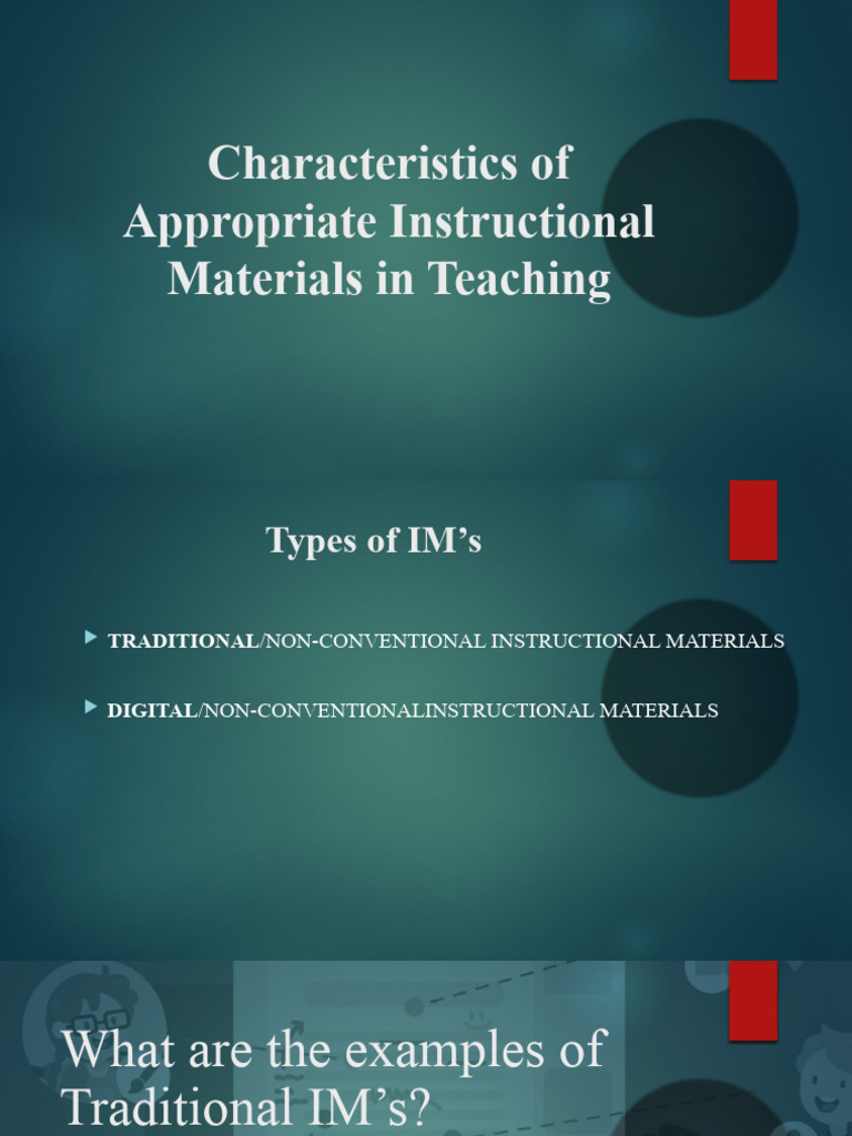 Characteristics of Appropriate IMs | PDF | Teachers | Learning