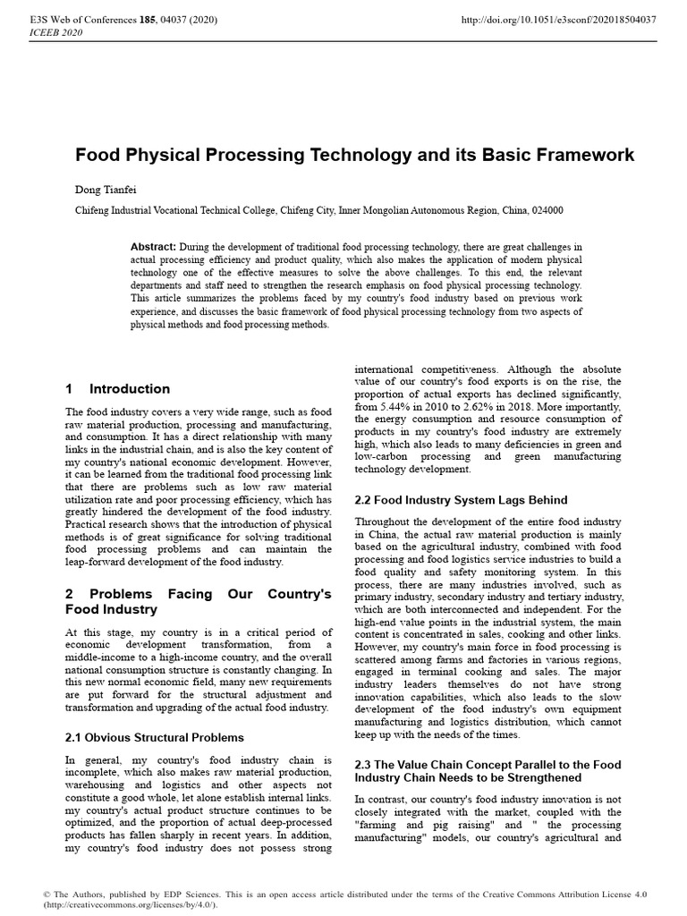 Food Physical Processing Technology and Its Basic | PDF | Food Industry ...