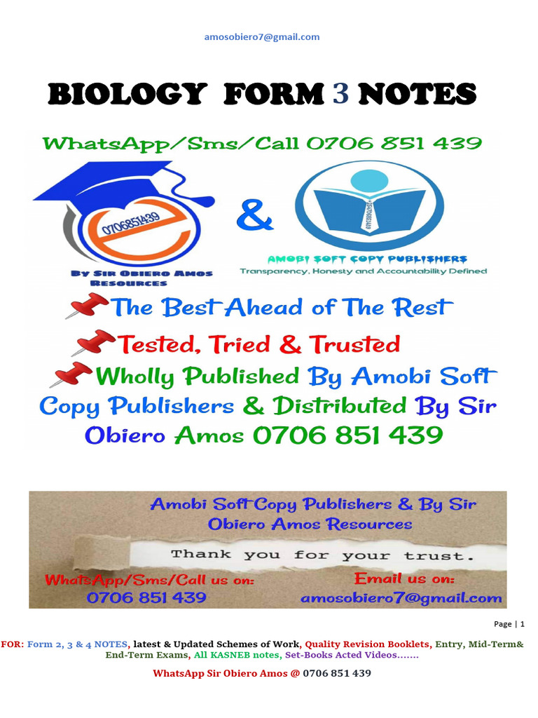Form Three Biology Notes | PDF | Leaf | Ecosystem