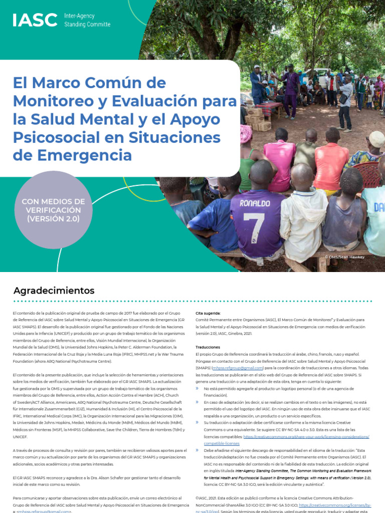 Iasc Common Monitoring And Evaluation Framework For Mental Health And