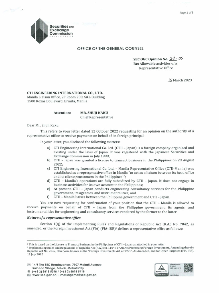 Sec-Ogc - Opinion - No2305 | PDF