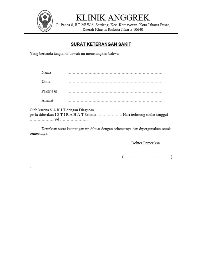 Surat Keterangan Sakit | PDF
