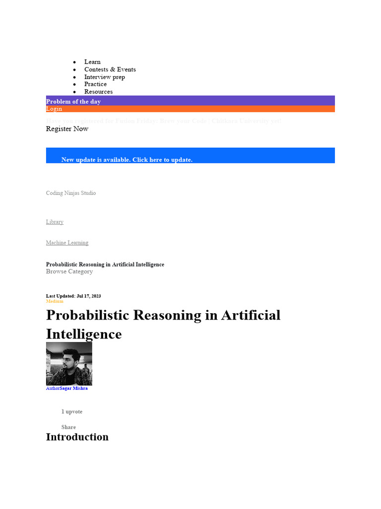 Probabilistic Reasoning in Artificial Intelligence: Register Now | PDF | Bayesian Inference ...