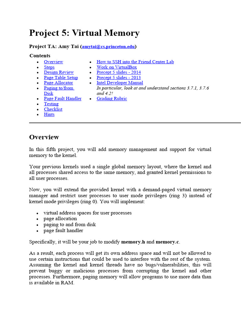 Project 5 | PDF | Kernel (Operating System) | Process (Computing)