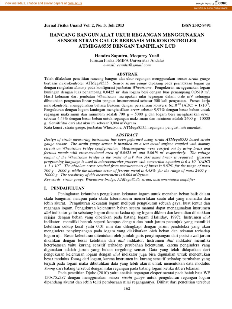 Alat Ukur Regangan Berbasis Strain Gauge | PDF