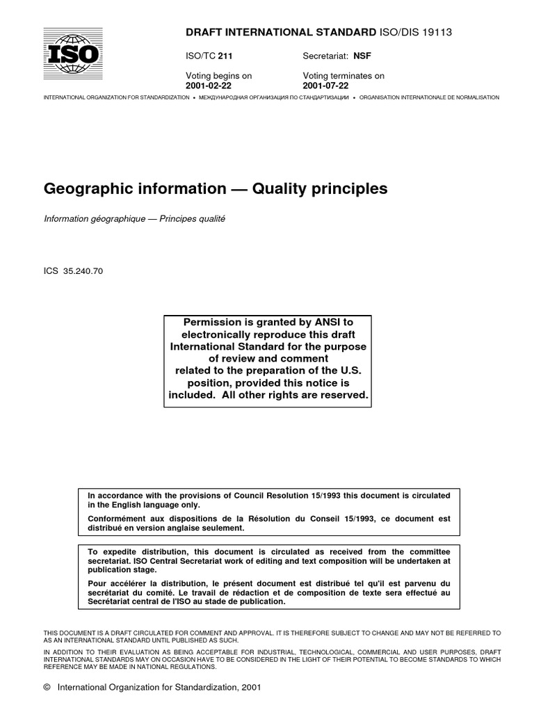 Iso Dis 19113 | PDF | International Organization For Standardization ...