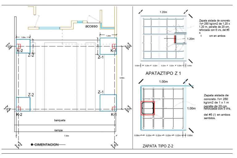 PDF Plano Cimentacion de Una Casa Habitacion Cochera | PDF