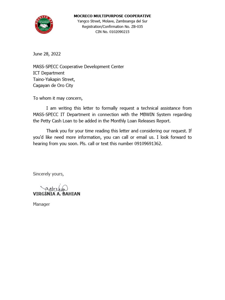 Mass-Specc Letter Request | PDF