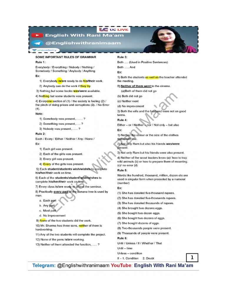 60 Important Rules of Grammar PDF | PDF