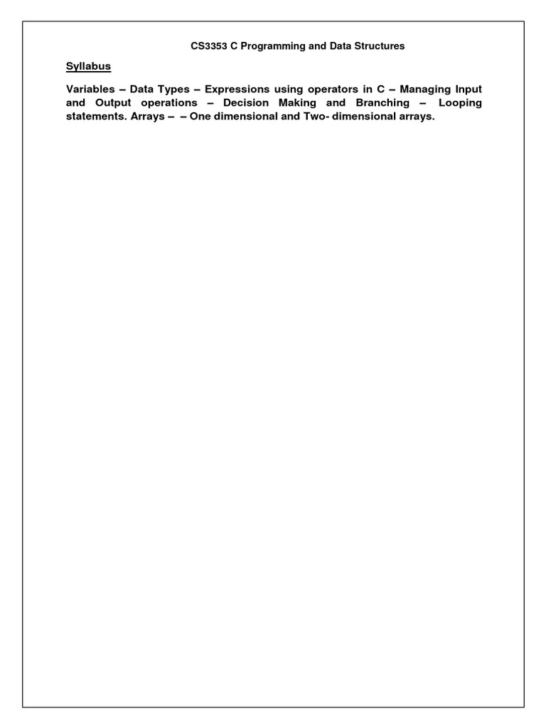 CS3353 Unit1 | PDF | Integer (Computer Science) | Variable (Computer ... CS3353 Unit1 | PDF | Integer (Computer Science) | Variable (Computer ...