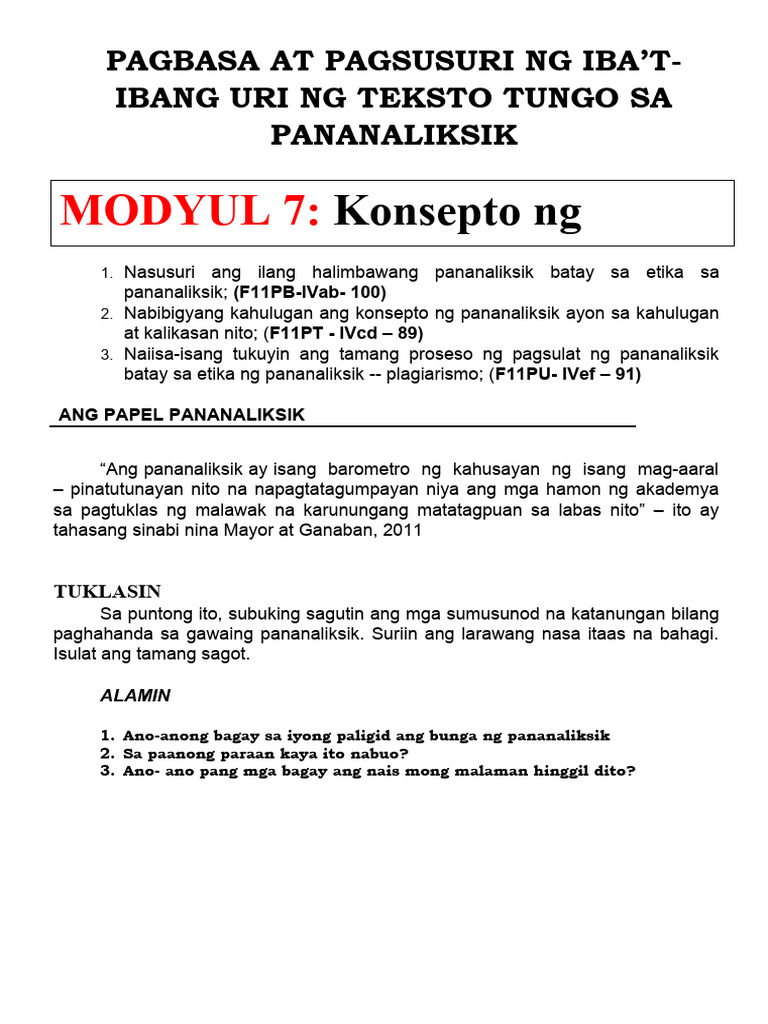 PAGBASA-MODYUL-7 | PDF