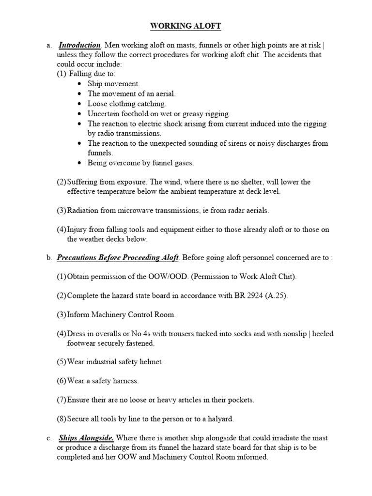Working Aloft & Overside | PDF | Rope | Personal Protective Equipment