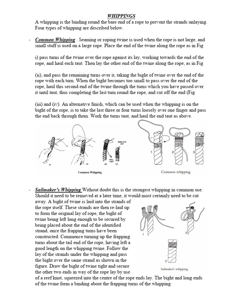 Whippings, Seizing & Cordage Tools | PDF | Rope | Manufactured Goods