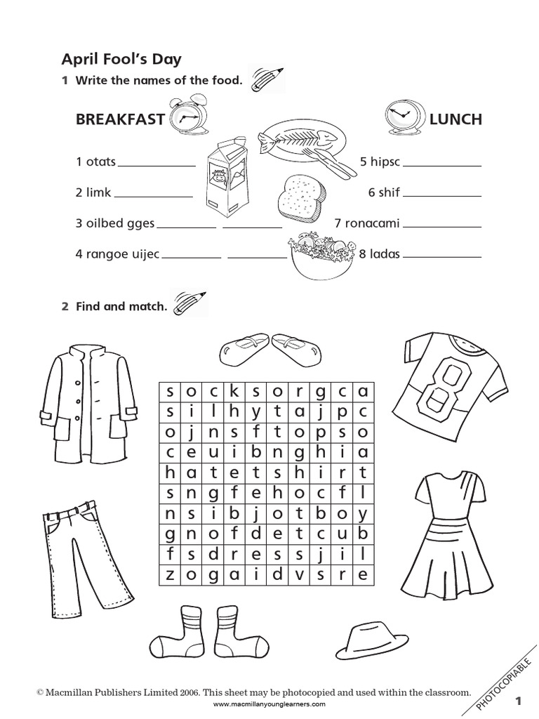 April Fool S Day Worksheet | PDF | Cuisine