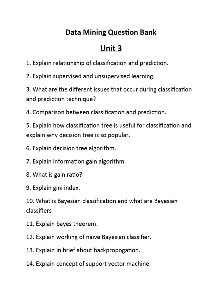 Data Mining Question Bank U3 & U4 | PDF | Teaching Methods & Materials ... Data Mining Question Bank U3 & U4 | PDF | Teaching Methods & Materials ...