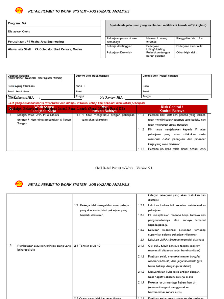 JHA Install Panel Listrik | PDF