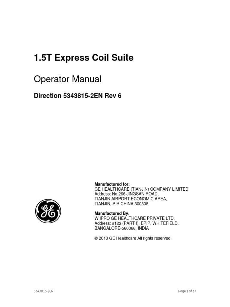1.5T Express Coil Suite Operator Manual | PDF | Medical Imaging ...