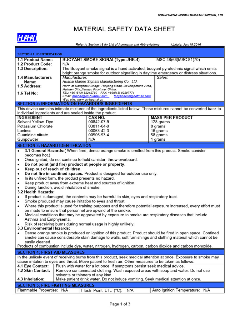 211g-Buoyant Smoke Signal JHB-4 | PDF | Combustion | Smoke