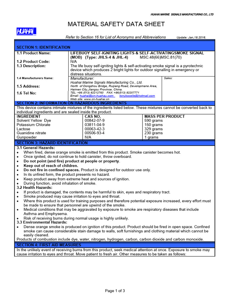 Huahai JHLS-4 & JHL-4 Smoke Signal Guide | PDF | Smoke | Combustion