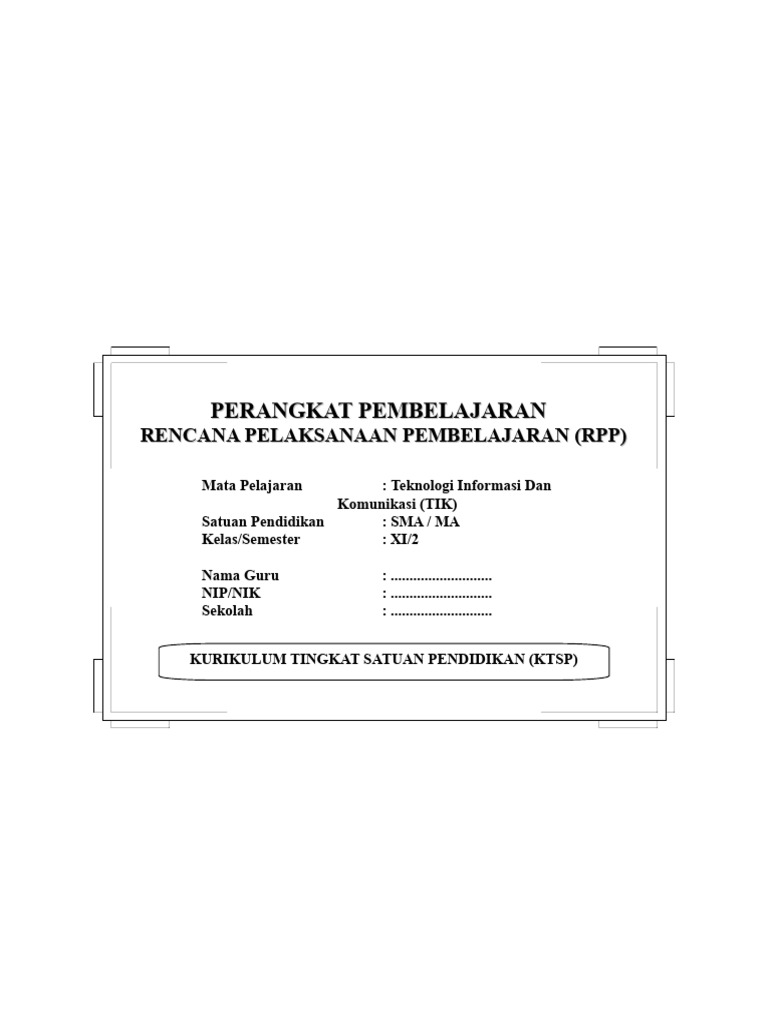 RPP Tik Kelas XI & XI Smster 1 Dan 2 | PDF | Seni | Komputer