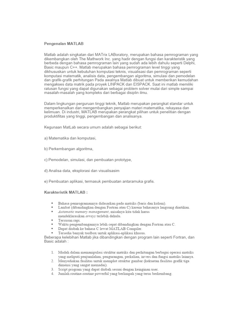 Pengenalan MATLAB | PDF