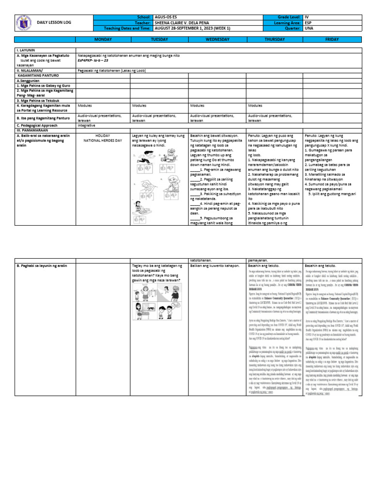 DLL - ESP 4 - Q1 - W1 - Nakapagsasabi NG Katotohanan @edumaymay ...