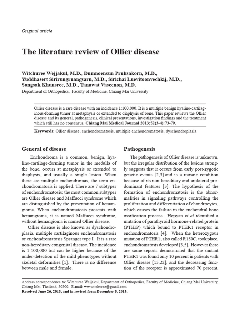 The Literature Review of Ollier Disease | PDF | Clinical Medicine ...