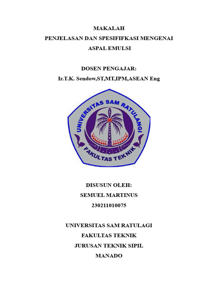 Penjelasan Dan Spesifikasi Aspal Emulsi | PDF
