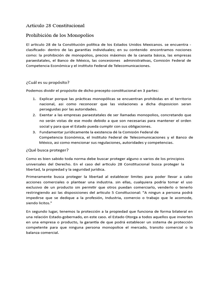 Articulo 28 | PDF | Monopolio | México