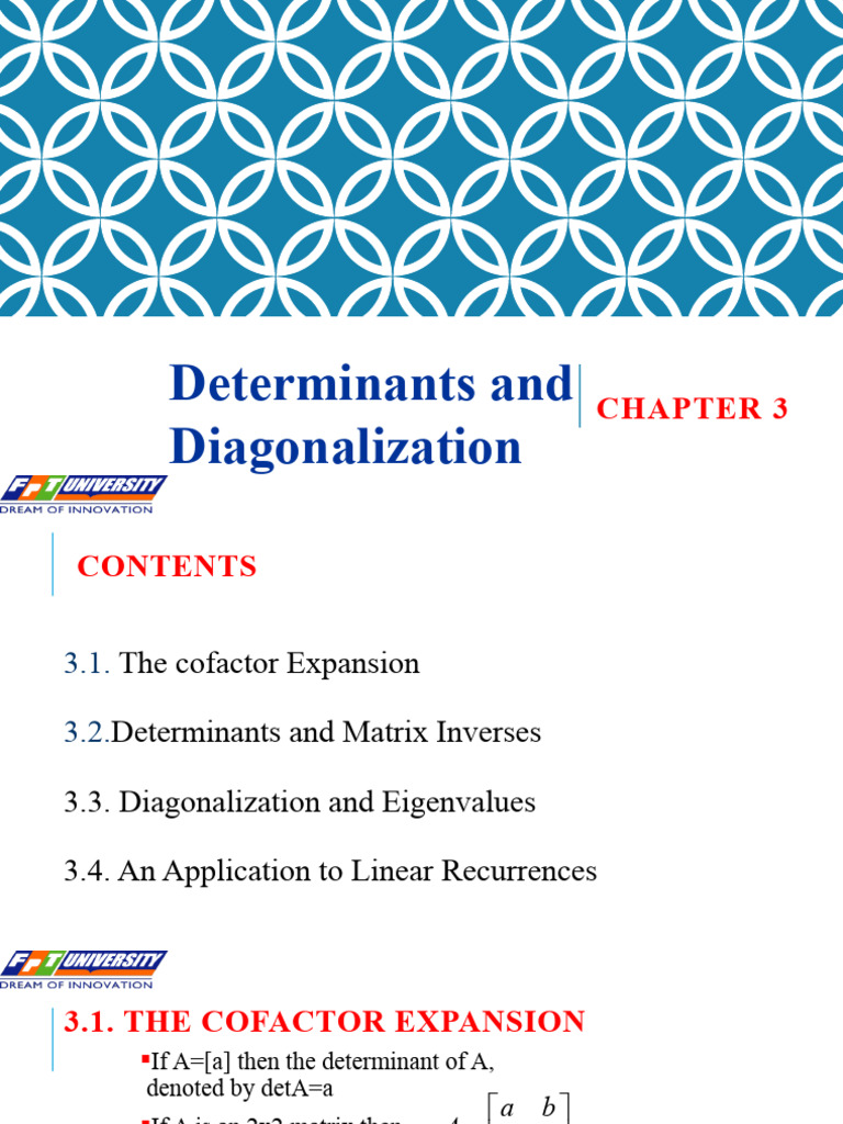 Chapter 3 - Determinants and Diagonalization | PDF | System Of Linear ...