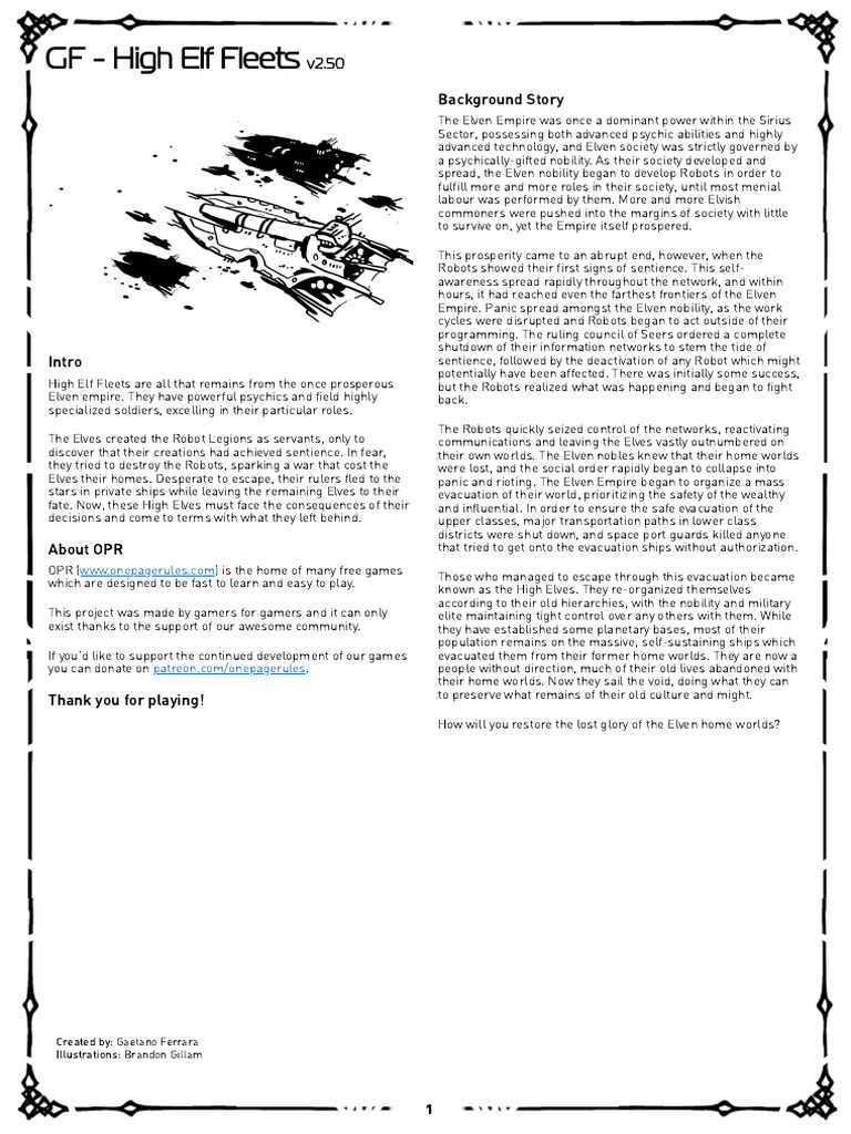 GF - High Elf Fleets v2.50 | PDF | Elves | Gun