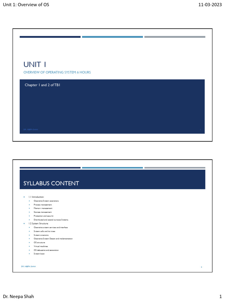 Unit 1 - Overview of OS | PDF | Operating System | Computer Data Storage