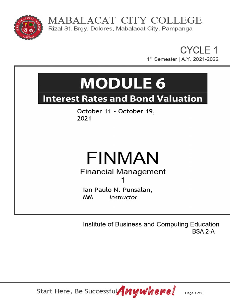 FINMAN1-Module6-converted | PDF | Bonds (Finance) | Interest
