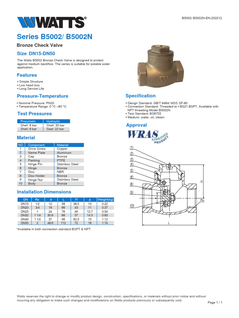 ES - Model B5002, B5002N | Download Free PDF | Valve | Mechanical Engineering